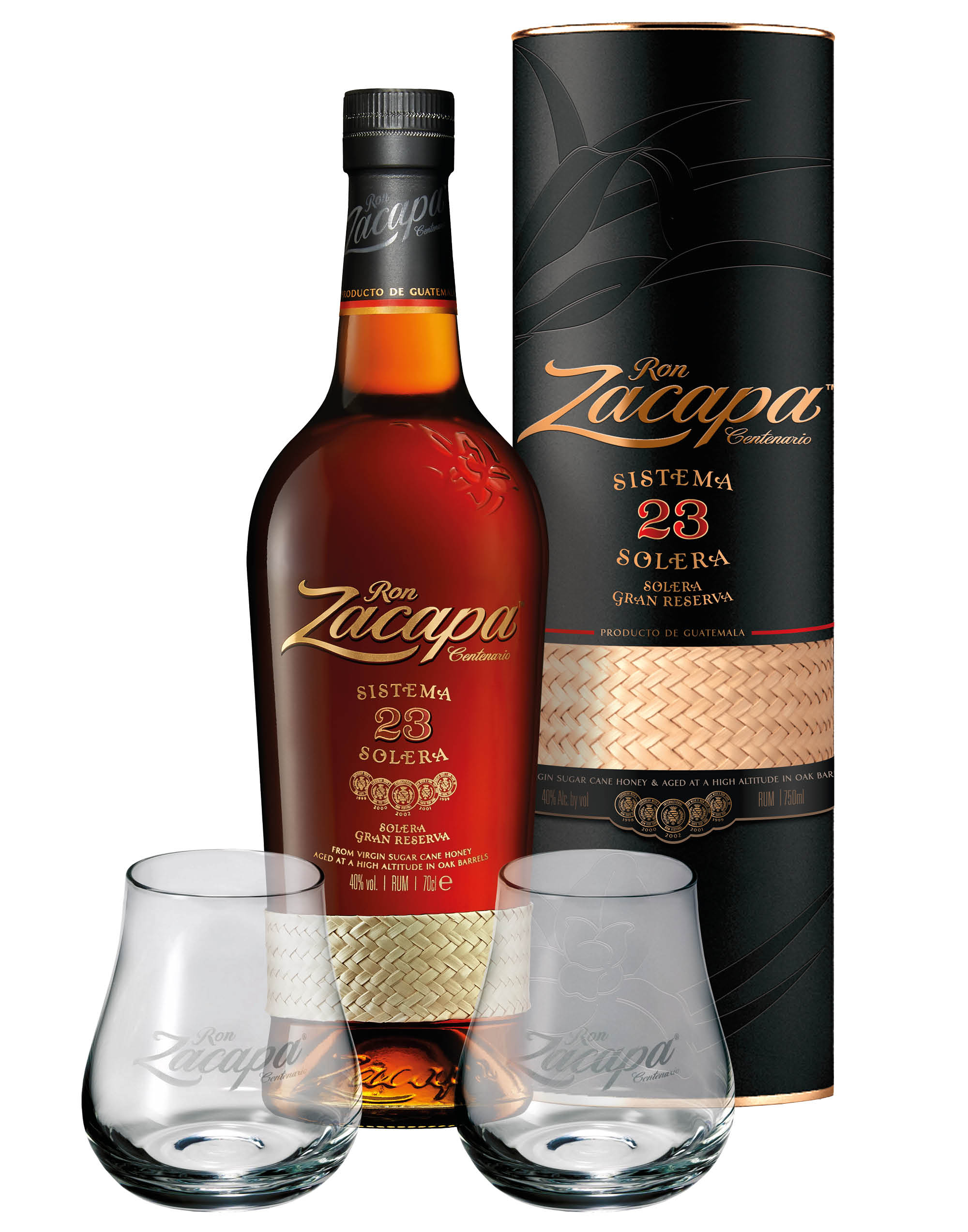 Ron de Guatemala DOP Solera Gran Reserva 23 + 2 bicchieri serigrafa...