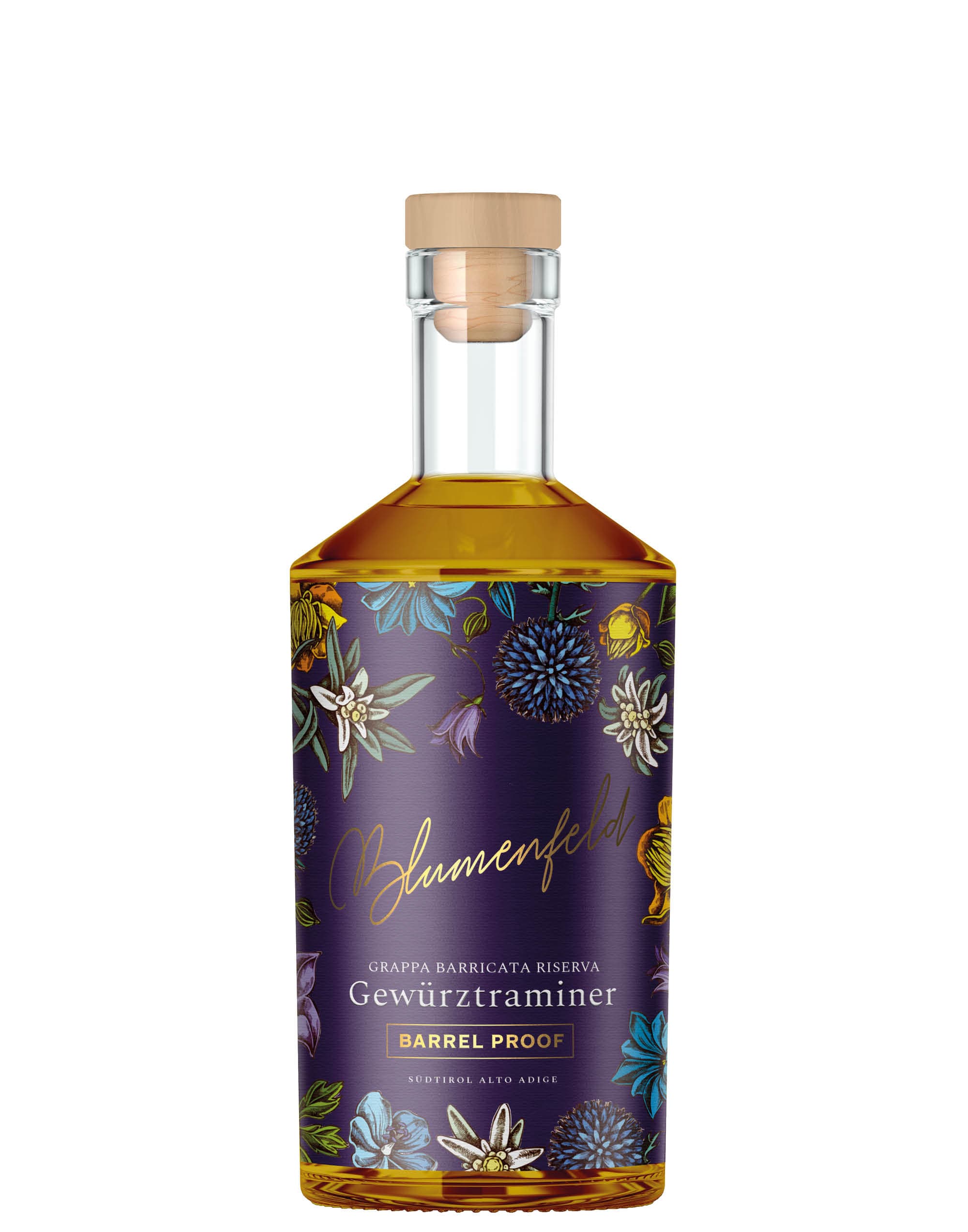 Grappa Barricata Riserva Gewürztraminer Barrel Proof Blumenfeld 500