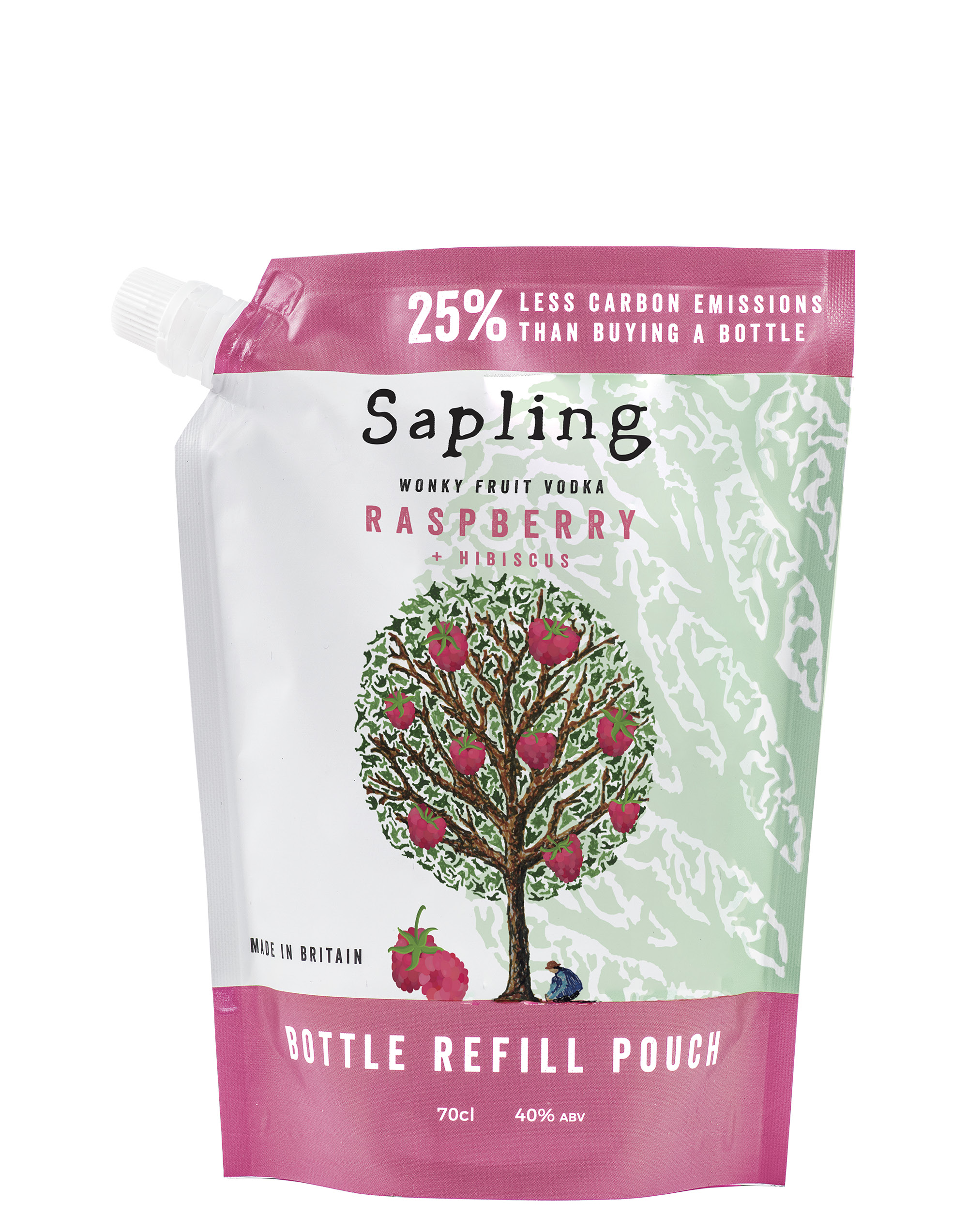 Wonky Fruit Vodka Raspberry + Hibiscus Sapling 0,7 ℓ, Refill Pouch