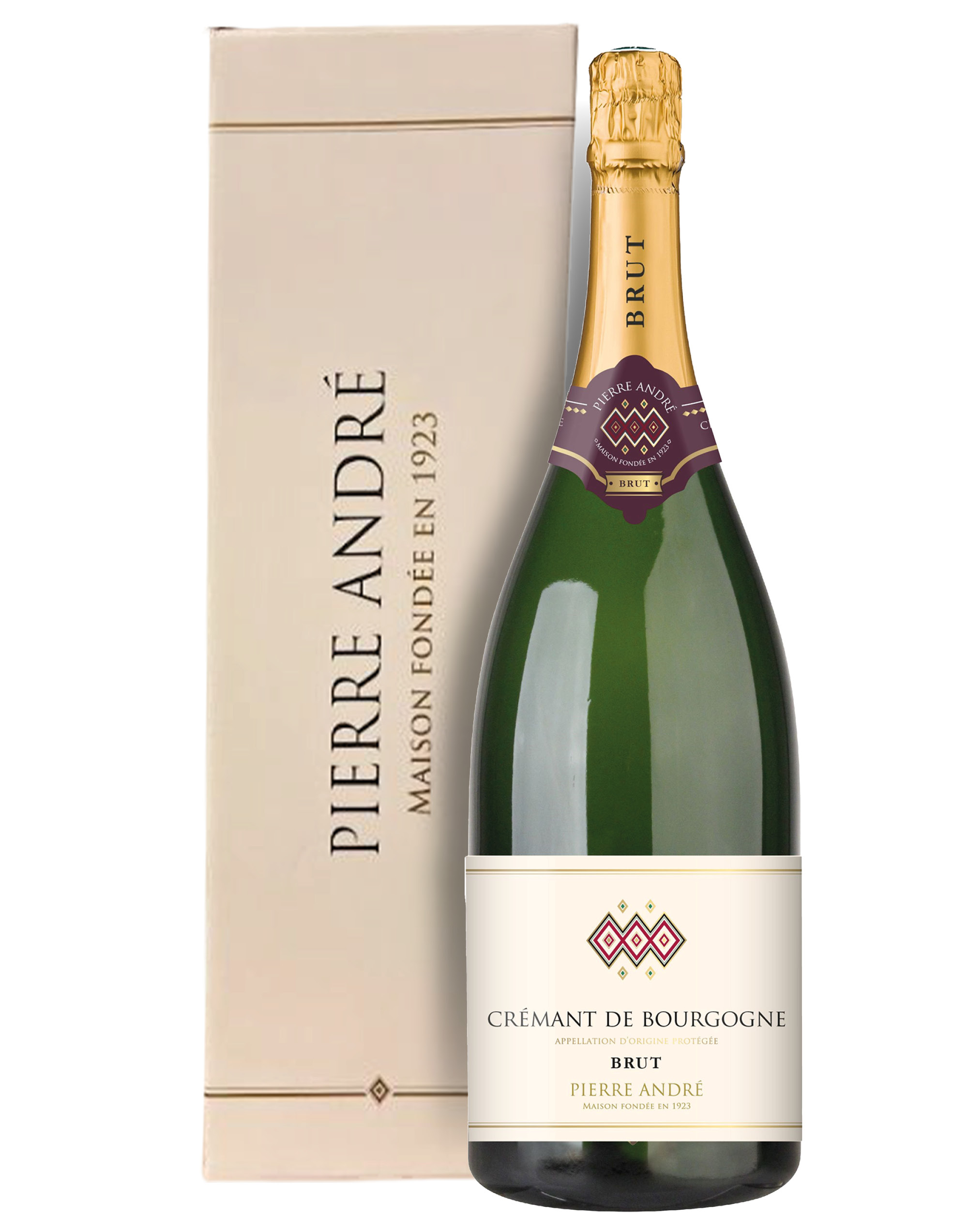 Crémant de Bourgogne AOP Brut Pierre André Magnum 1,5 ℓ, Con estuche