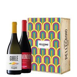 Wooden box Pellegrino with Gibelè and Finimondo! 2 x 0,75 ℓ bottles...